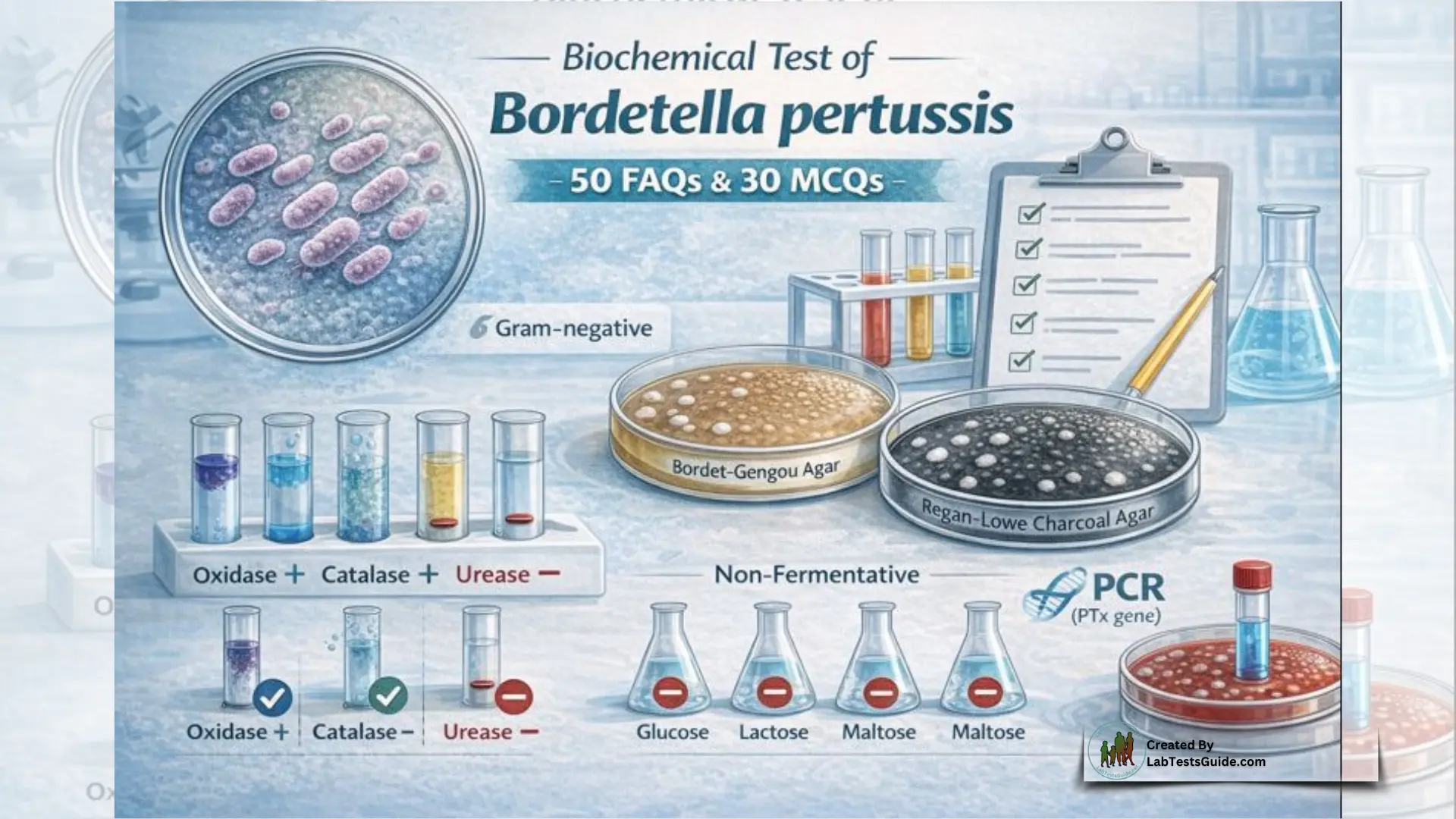 Biochemical Test of Bordetella Pertussis FAQs and MCQs | Lab Tests Guide